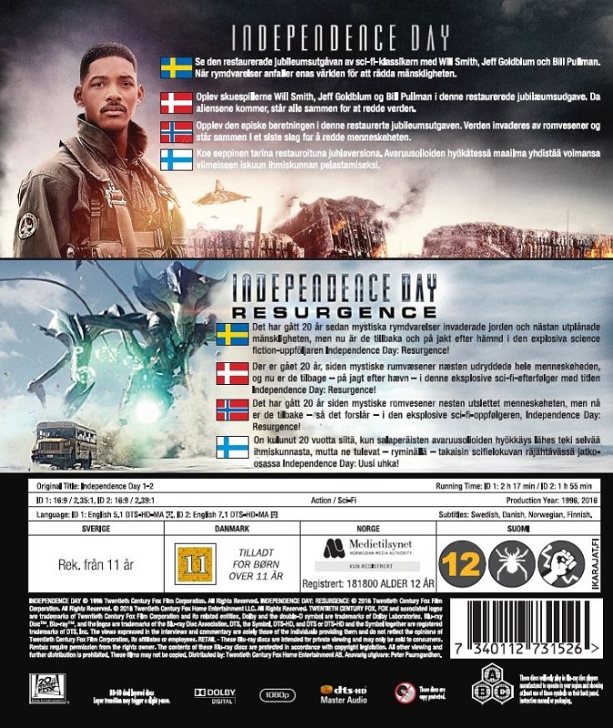 Independence Day 1-2 Box Blu Ray - Boksit ja TV sarjat - Future Movie Shop